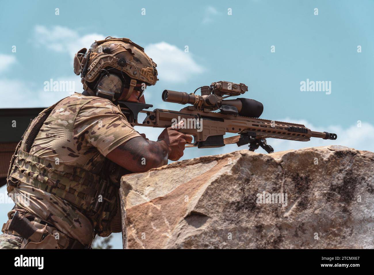 A U.S. Soldier assigned to 7th Special Forces Group (Airborne) aims his ...