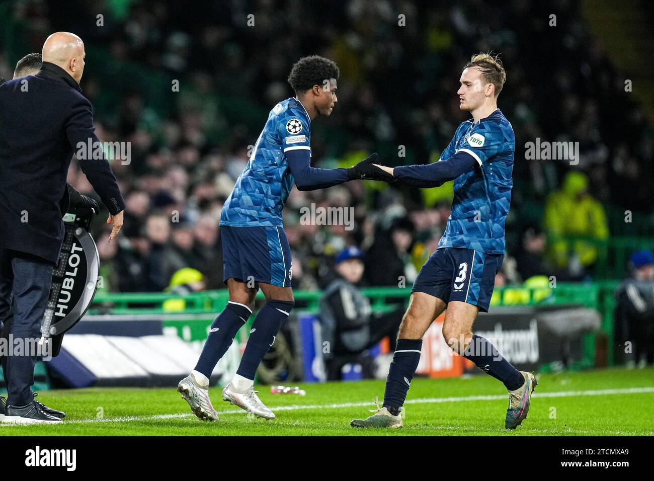 Glasgow, UK. 13th Dec, 2023. Glasgow - Javairo Dilrosun of Feyenoord ...