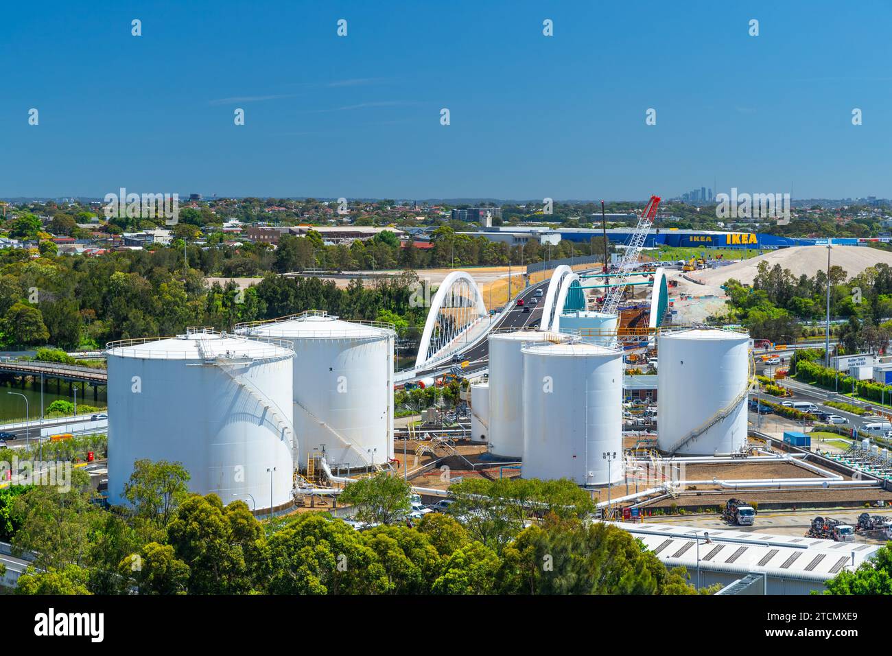 The West Bridge at the Sydney Gateway, seen from Sydney Airport in ...