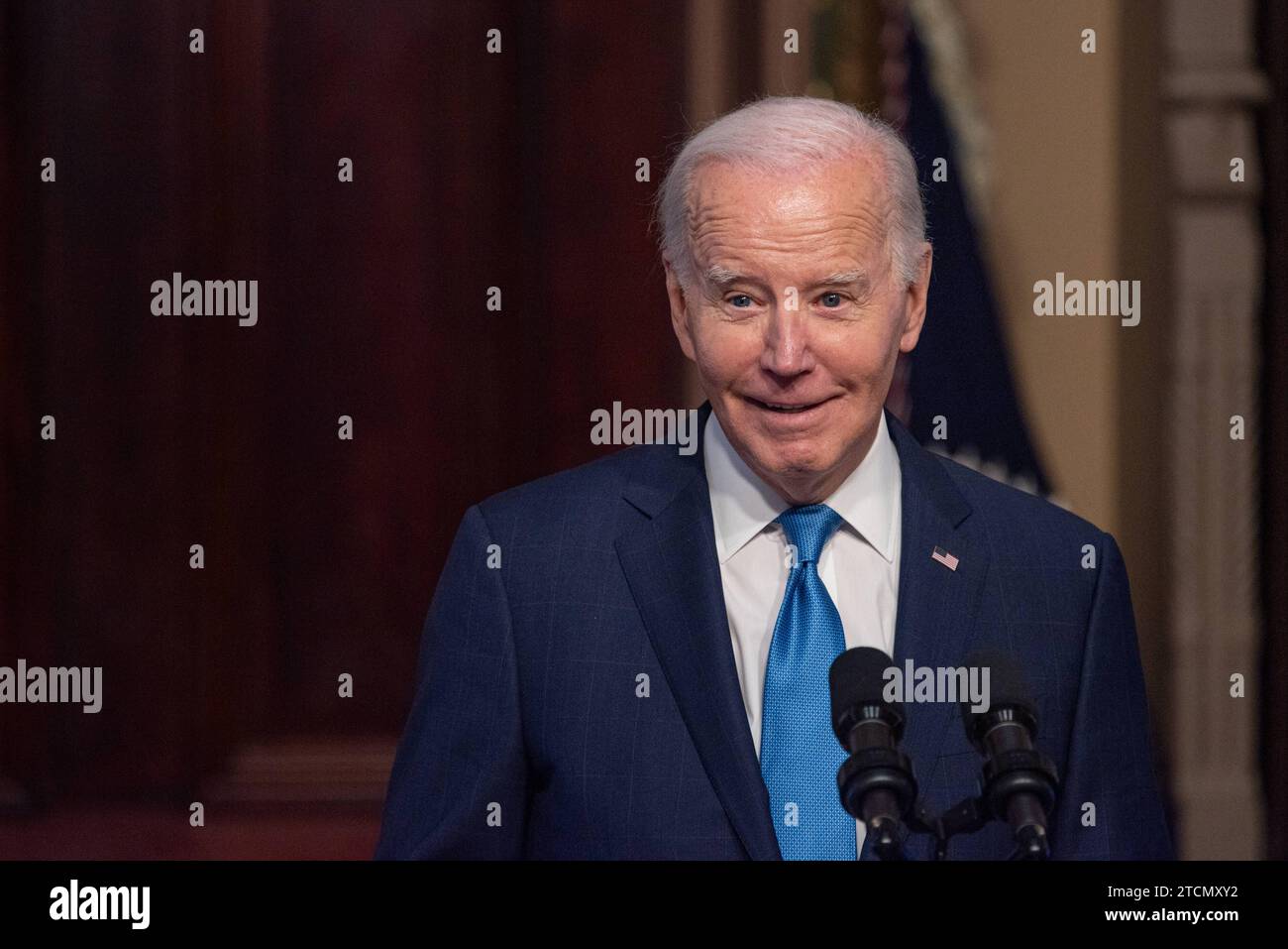United States President Joe Biden delivers remarks at a meeting of the ...