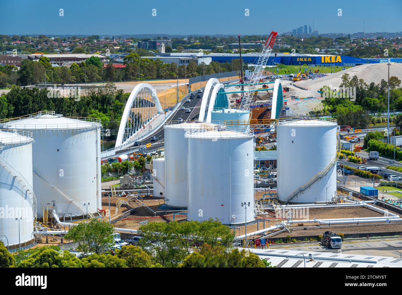 The West Bridge over Alexandra Canal, seen from Sydney Airport in ...