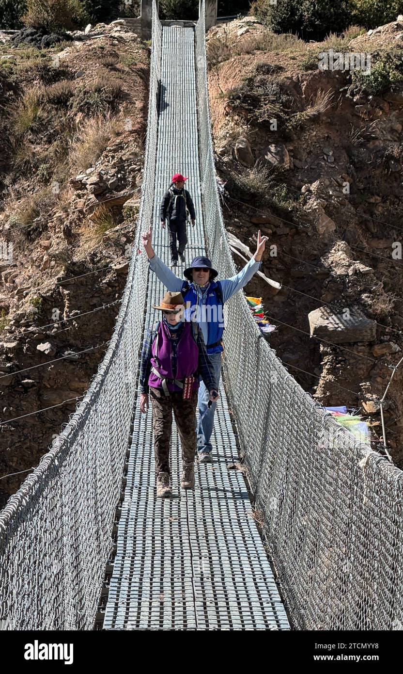 foot bridge crossing from Samar to Syangboche on route to Chungsi Cave ...