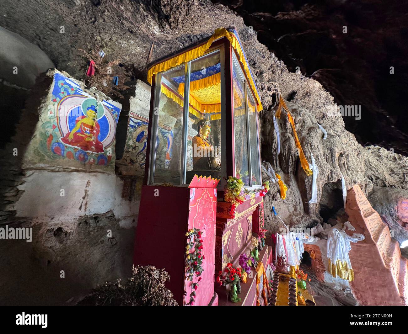 Guru Rimpoche statue at Chungsi Cave also known as Rangchung Cave, a ...