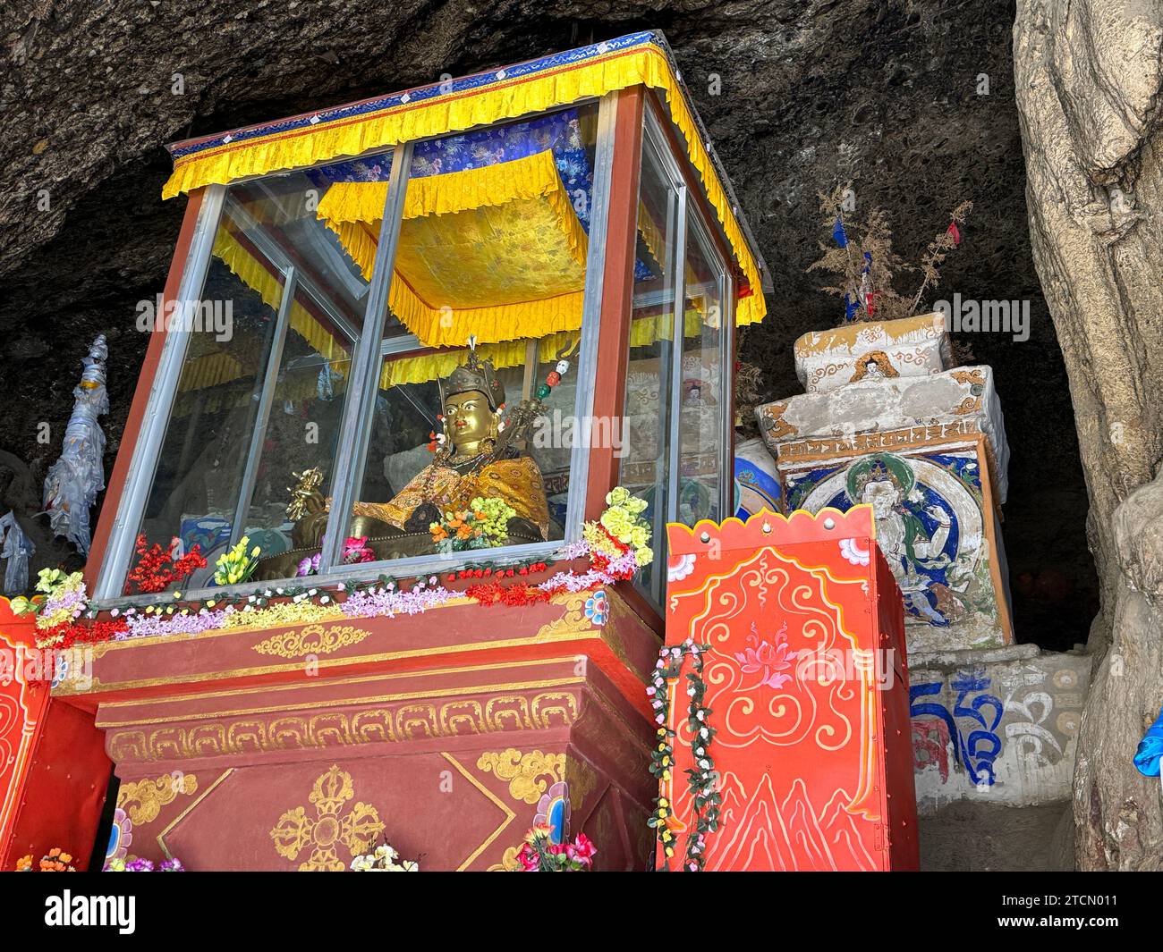 Guru Rimpoche statue at Chungsi Cave also known as Rangchung Cave, a ...