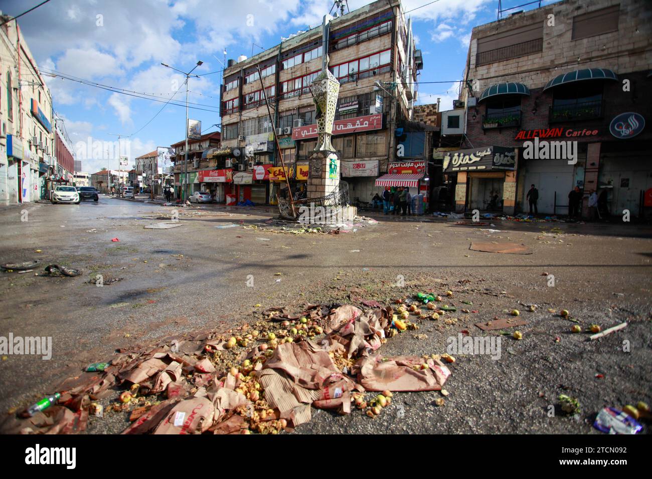 Jenin, Palestine. 13th Dec, 2023. A view of a destroyed street at the ...