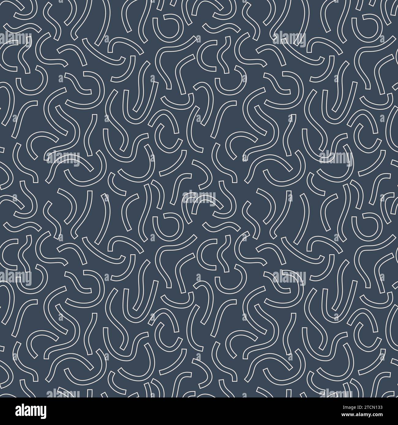 Monochrome geometric seamless pattern. Black outline curved lines Stock ...