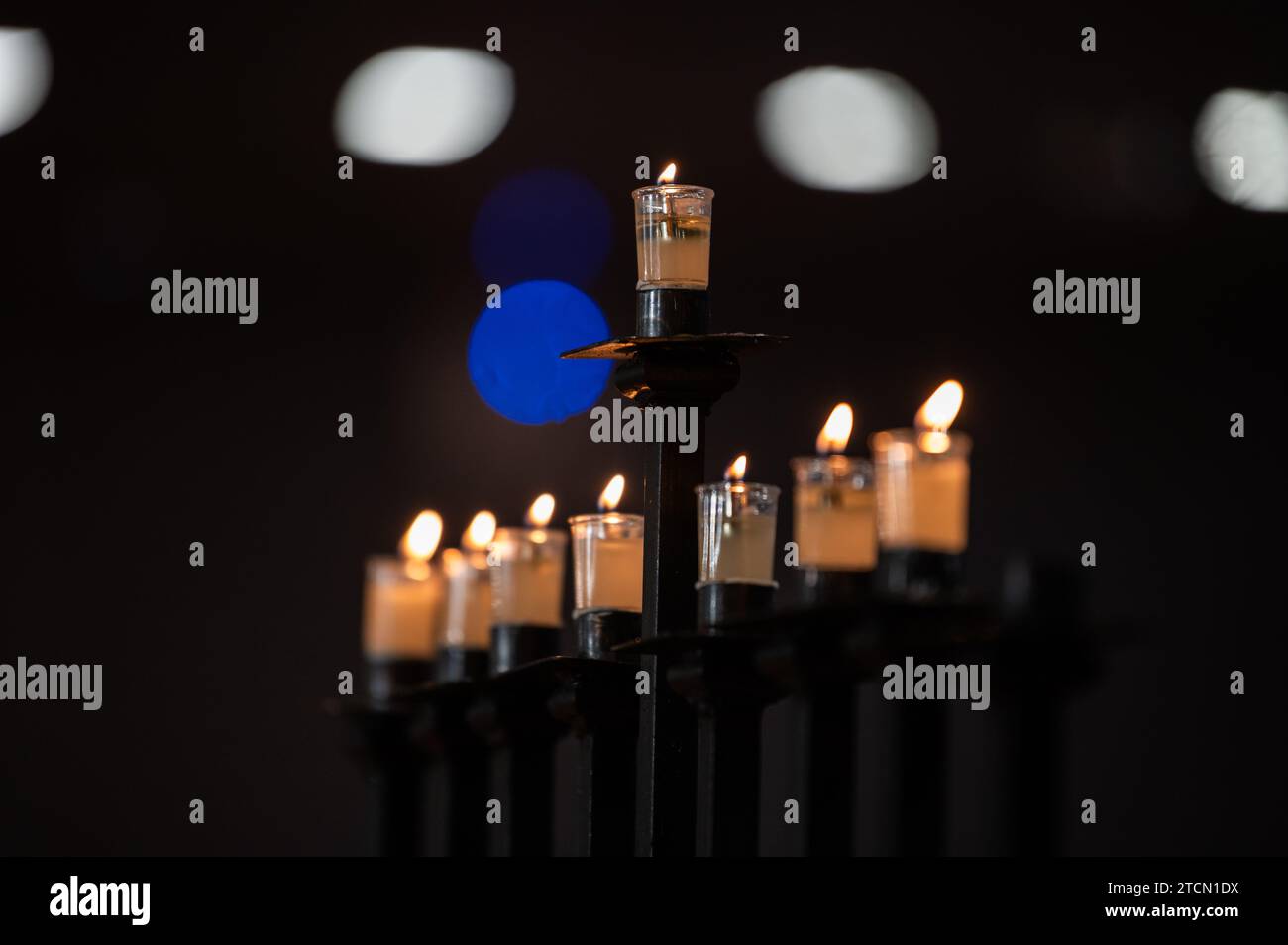 Madrid, Spain. 13th Dec, 2023. Hanukkah menorah also known as hanukkiah ...