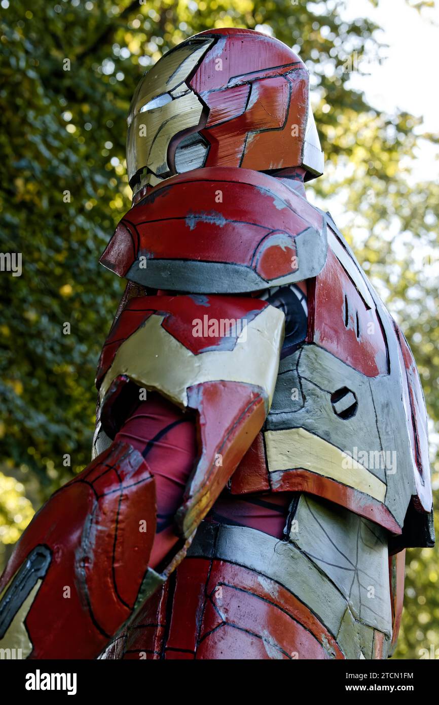 A male cosplayer dressed as Iron Man from the Marvel comics movie ...