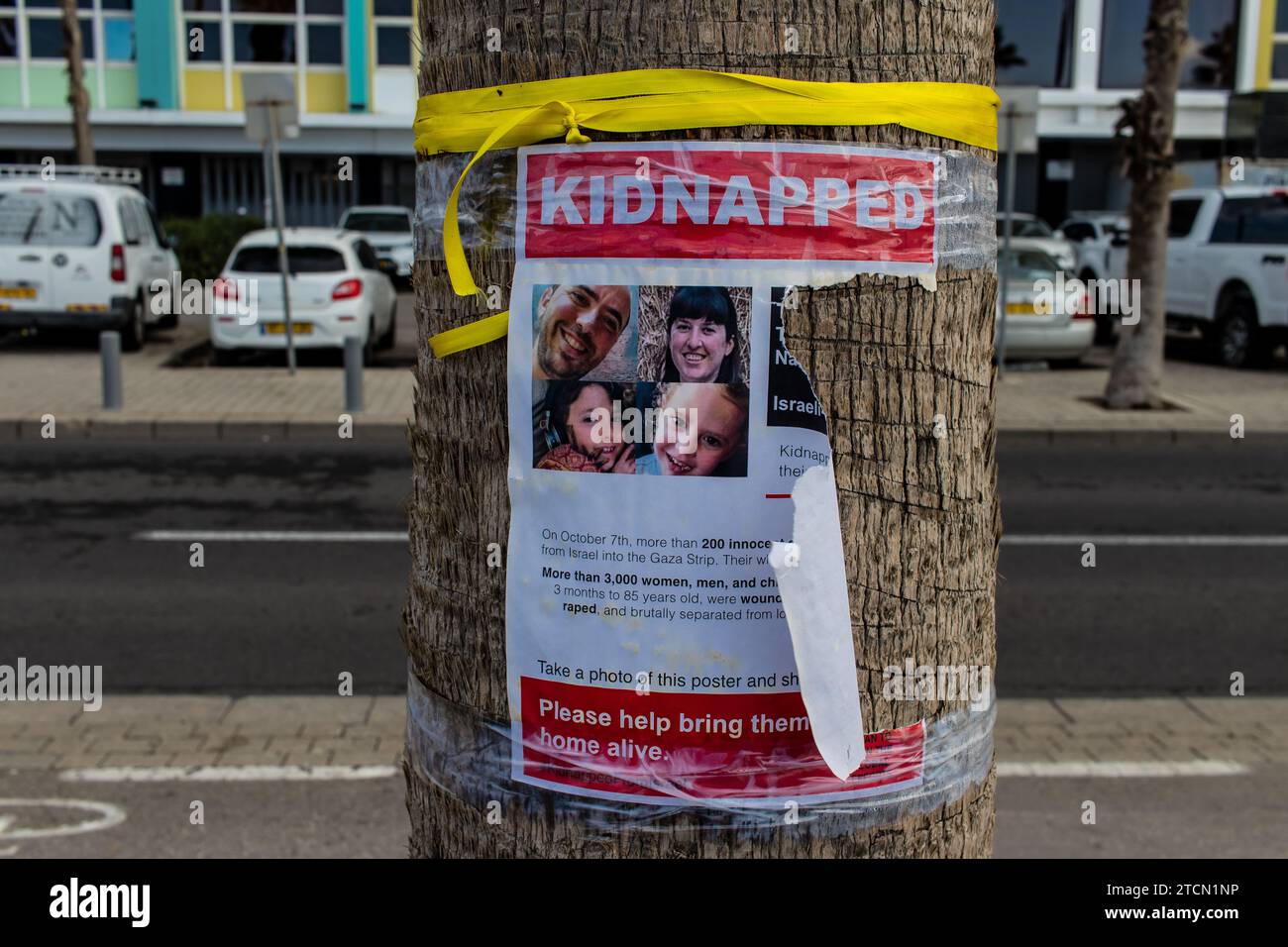 Tel Aviv, Israel - December 13, 2023 Posters of the face of the ...