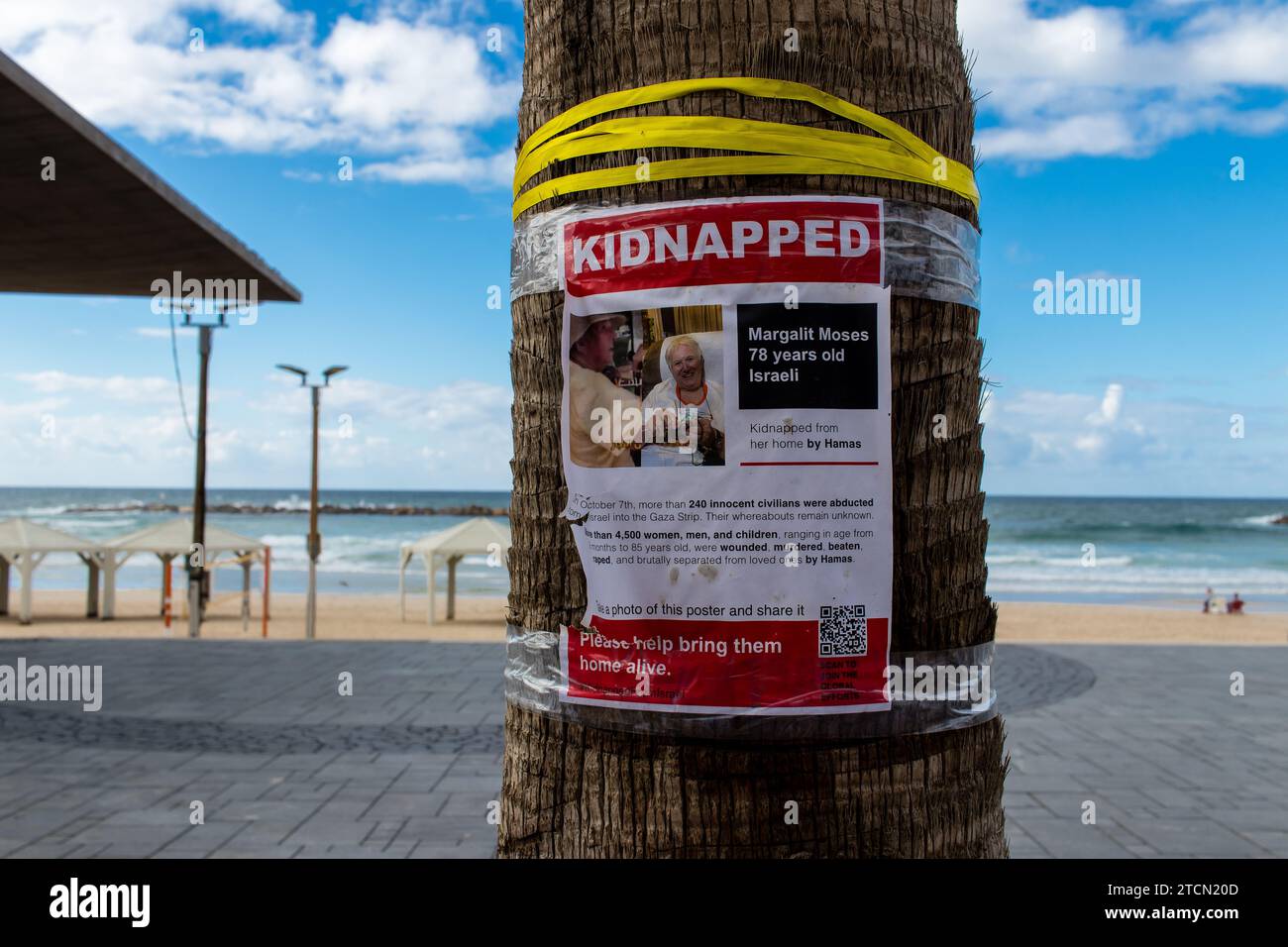 Tel Aviv, Israel - December 13, 2023 Posters of the face of the ...