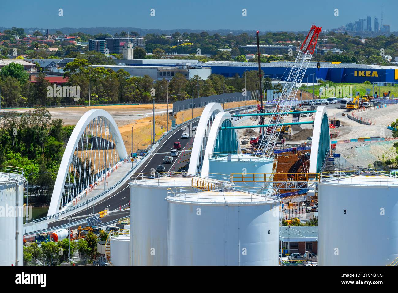 The West Bridge over Alexandra Canal, seen from Sydney Airport in ...