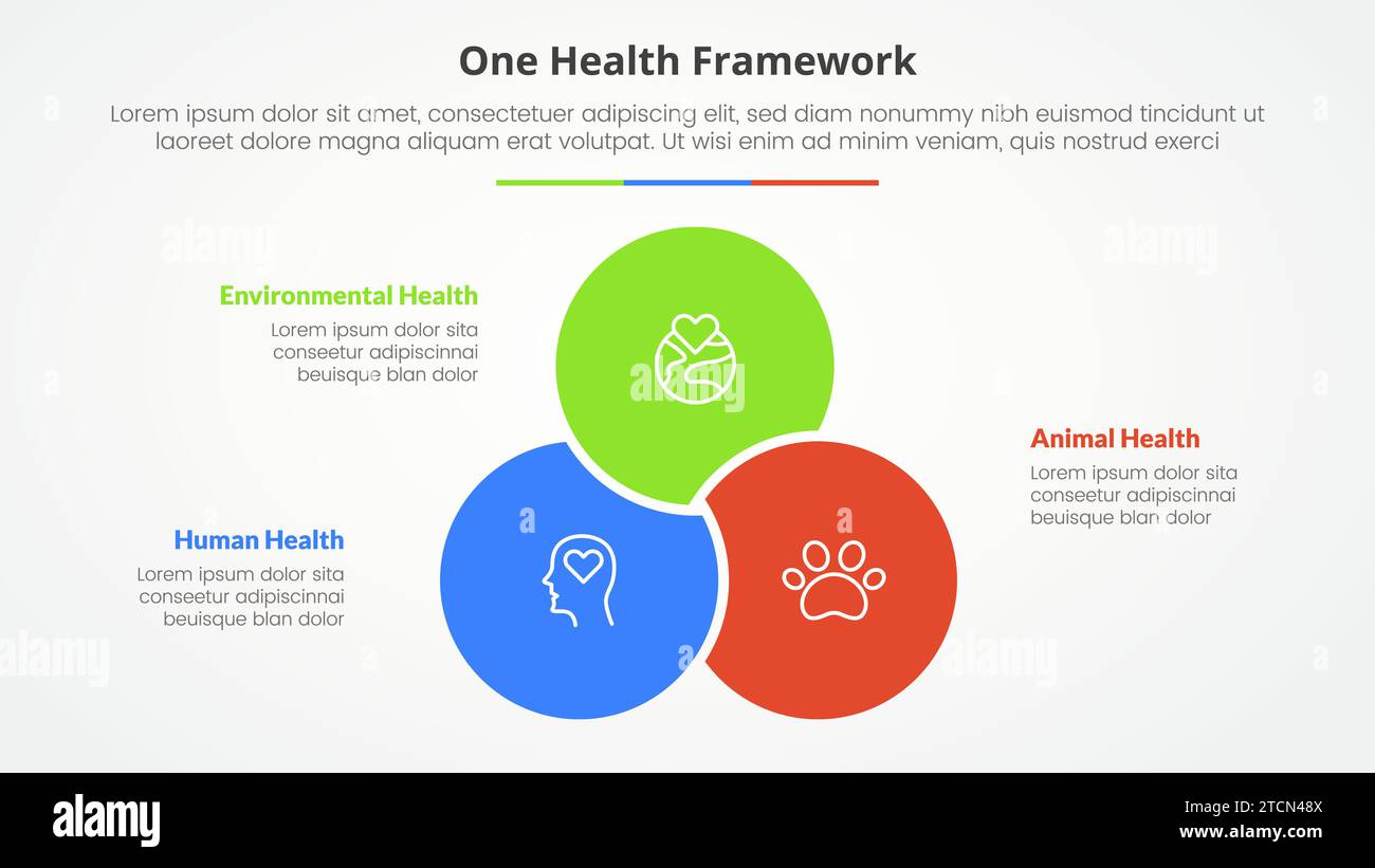 one health infographic concept for slide presentation with venn circle ...