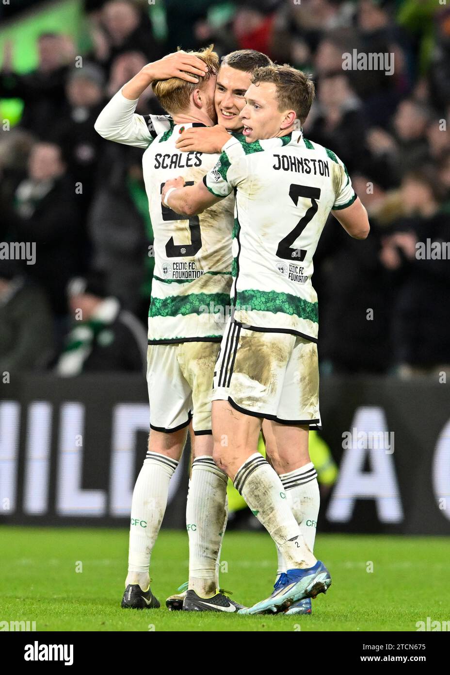 Glasgow, UK. 13th Dec, 2023. Gustaf Lagerbielke of Celtic celebrates ...