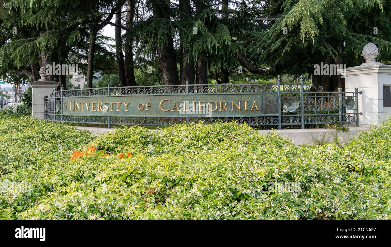 University of California sign outside the UC Berkeley campus ...