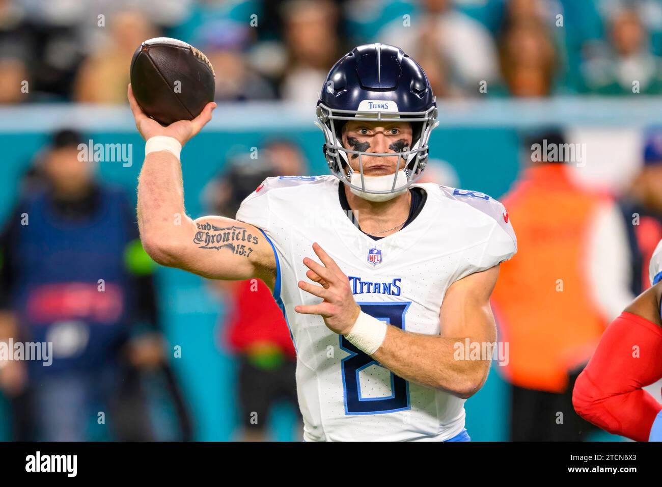 Tennessee Titans quarterback Will Levis (8) throws the ball during an ...