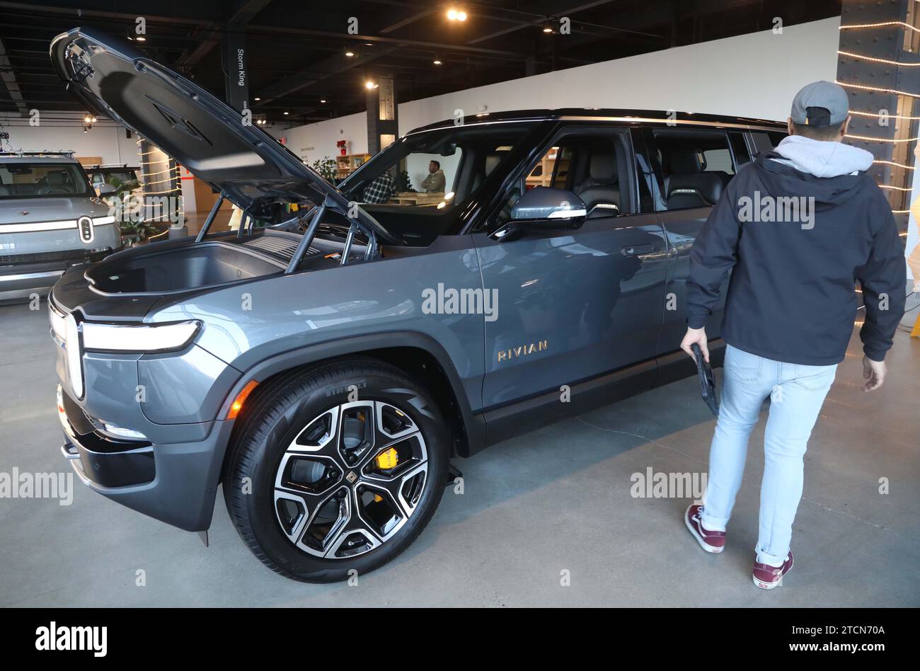 New York, New York, USA. 13th Dec, 2023. A view of the Rivian electric ...