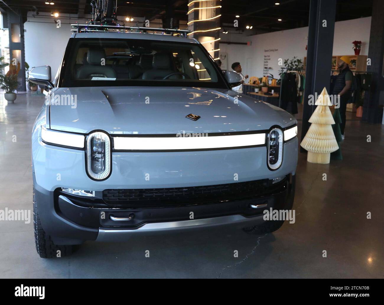 New York, New York, USA. 13th Dec, 2023. A view of the Rivian electric ...