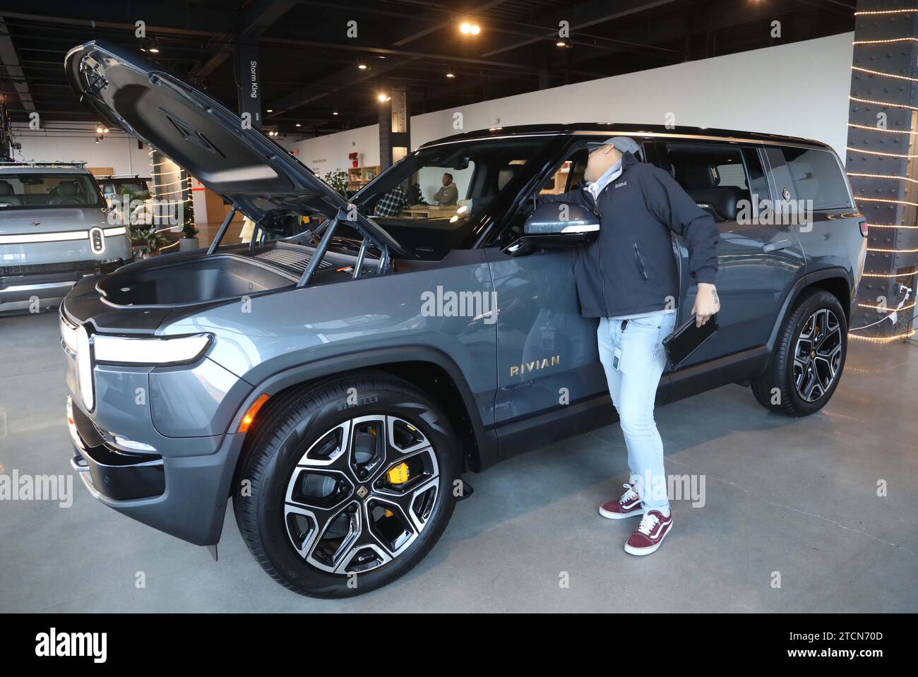 New York, New York, USA. 13th Dec, 2023. A view of the Rivian electric ...