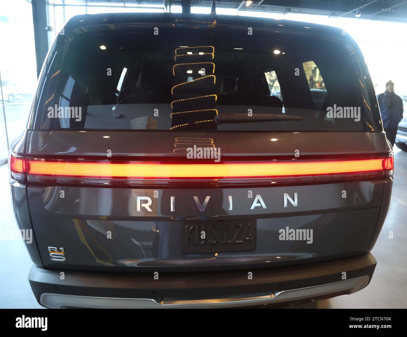 New York, New York, USA. 13th Dec, 2023. A view of the Rivian electric ...