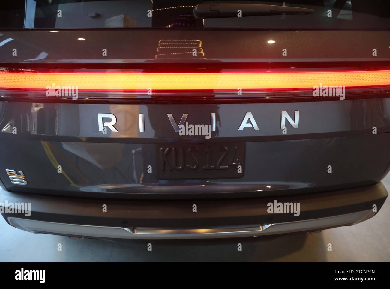 New York, New York, USA. 13th Dec, 2023. A view of the Rivian electric ...
