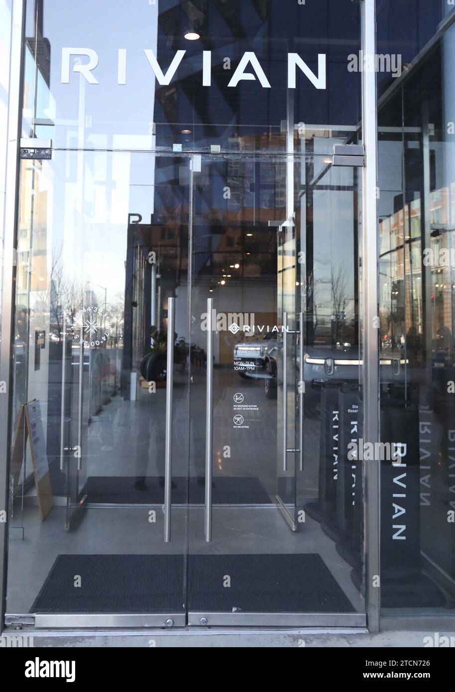 New York, New York, USA. 13th Dec, 2023. A view of the Rivian store ...