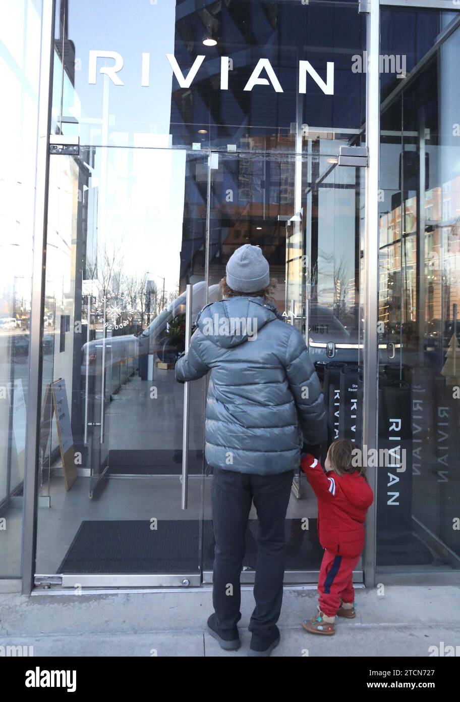 New York, New York, USA. 13th Dec, 2023. A view of the Rivian store ...