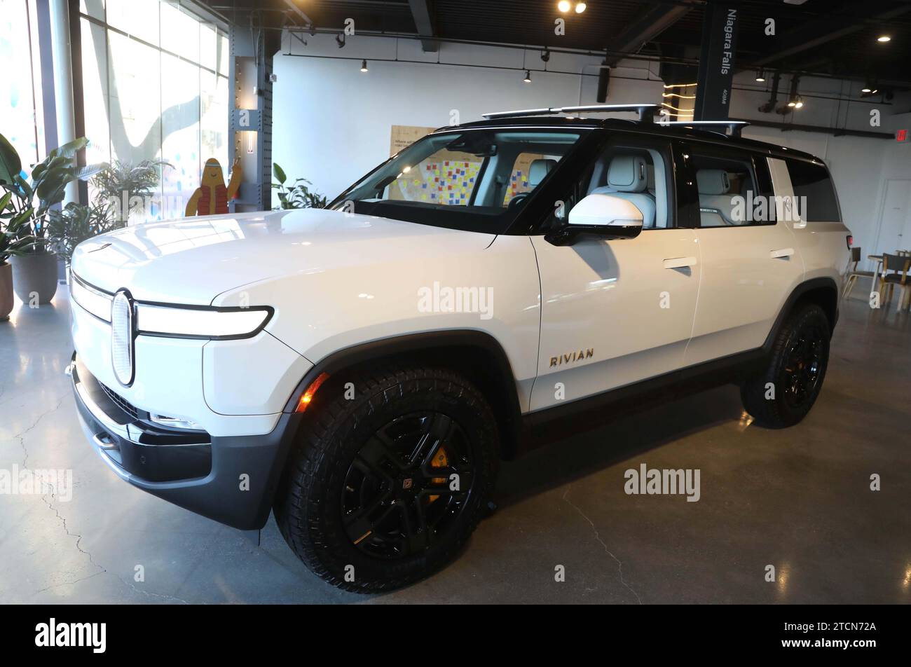 New York, New York, USA. 13th Dec, 2023. A view of the Rivian electric ...