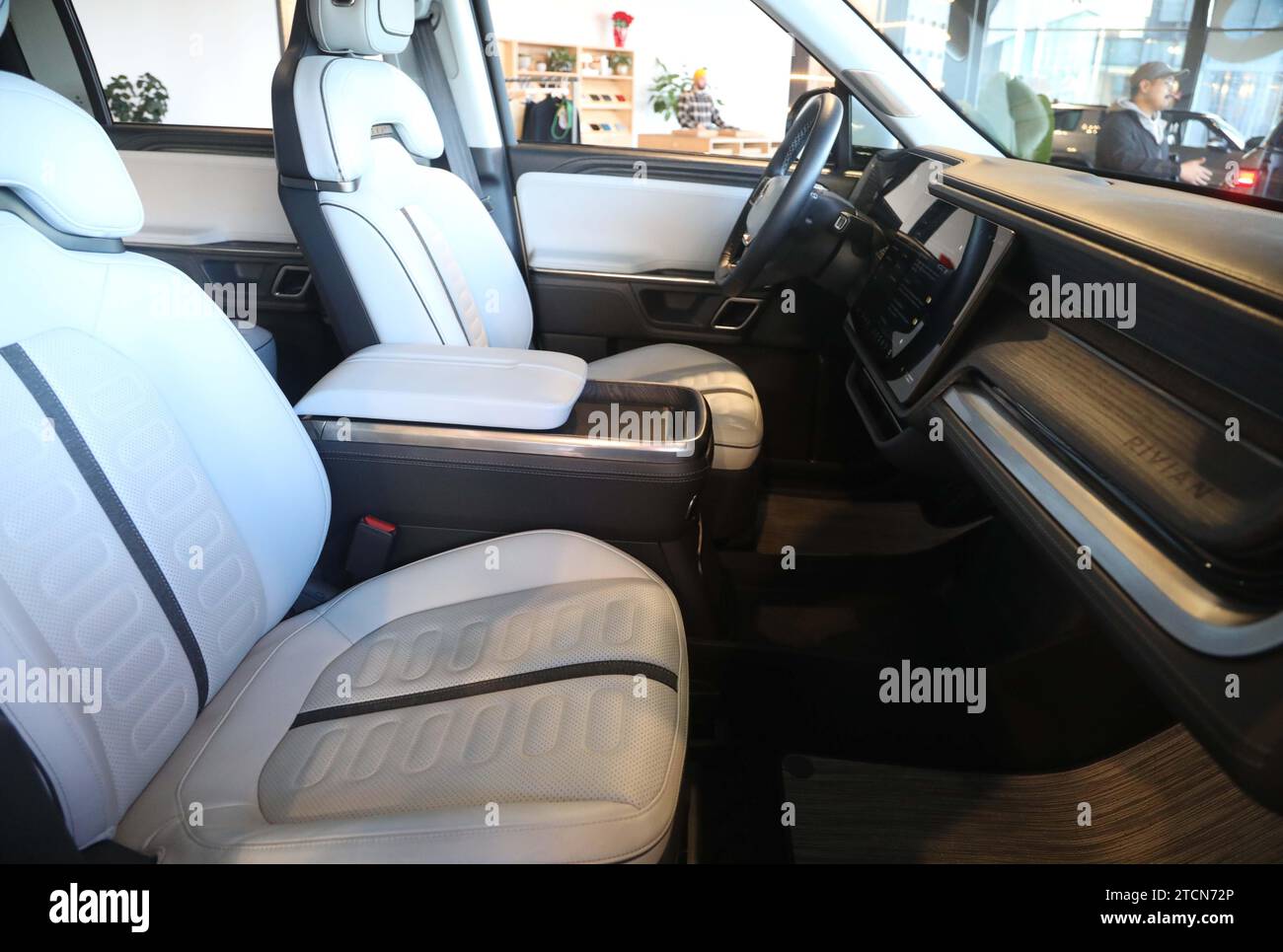 New York, New York, USA. 13th Dec, 2023. An interior view of the Rivian ...