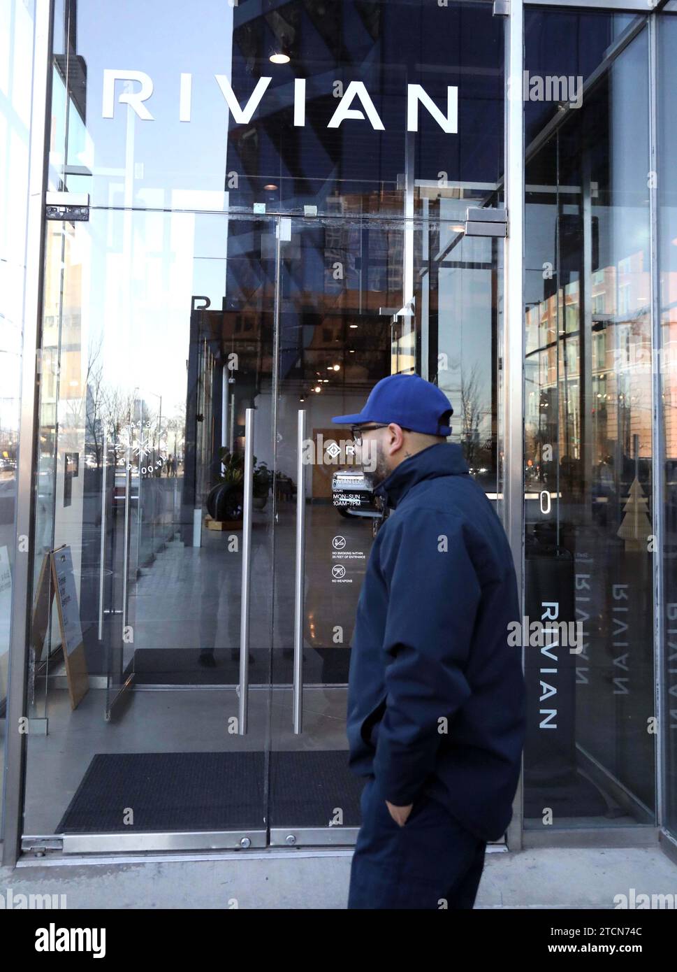 New York, New York, USA. 13th Dec, 2023. A view of the Rivian store ...