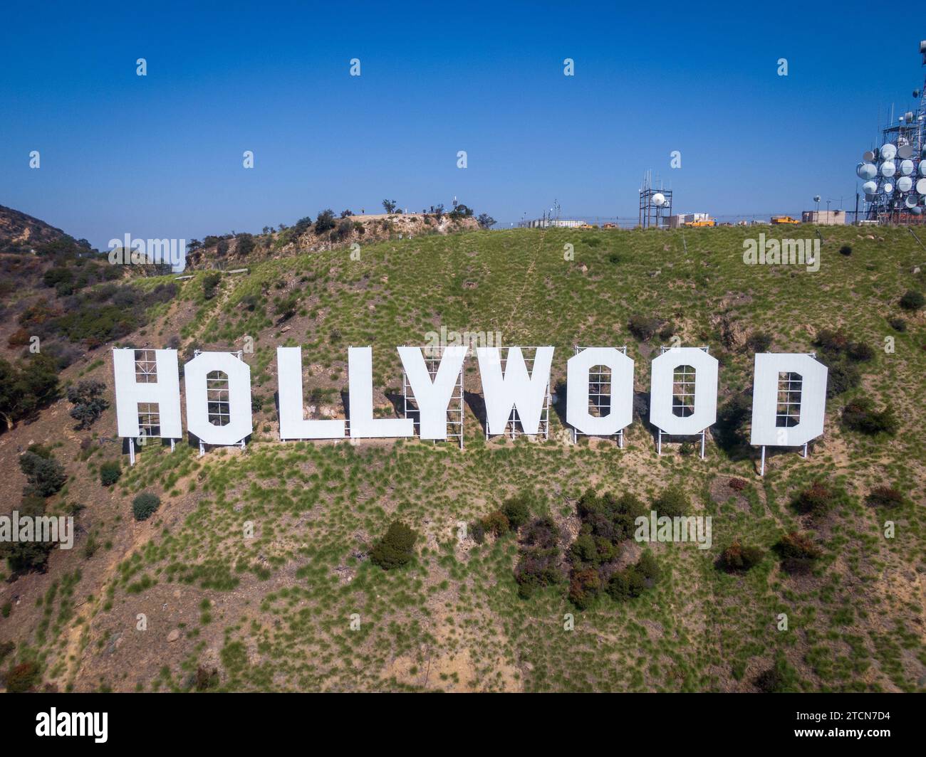 Stock drone images of the Hollywood Sign and surrounding area on a ...