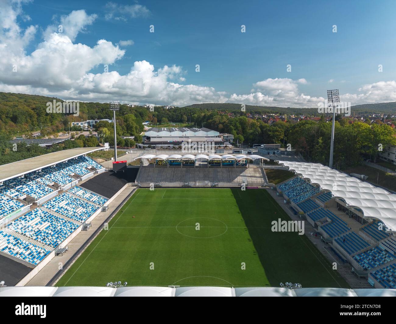 Aerial autumn panoramic view of Ludwigsparkstadion, home stadium for 1 ...