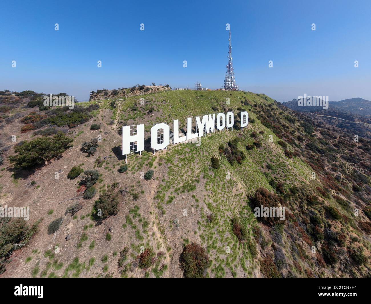 Stock drone images of the Hollywood Sign and surrounding area on a ...