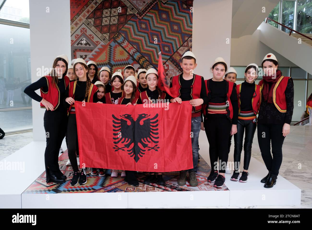 Tirana, Albania - November 28, 2023: Students and teachers in ...