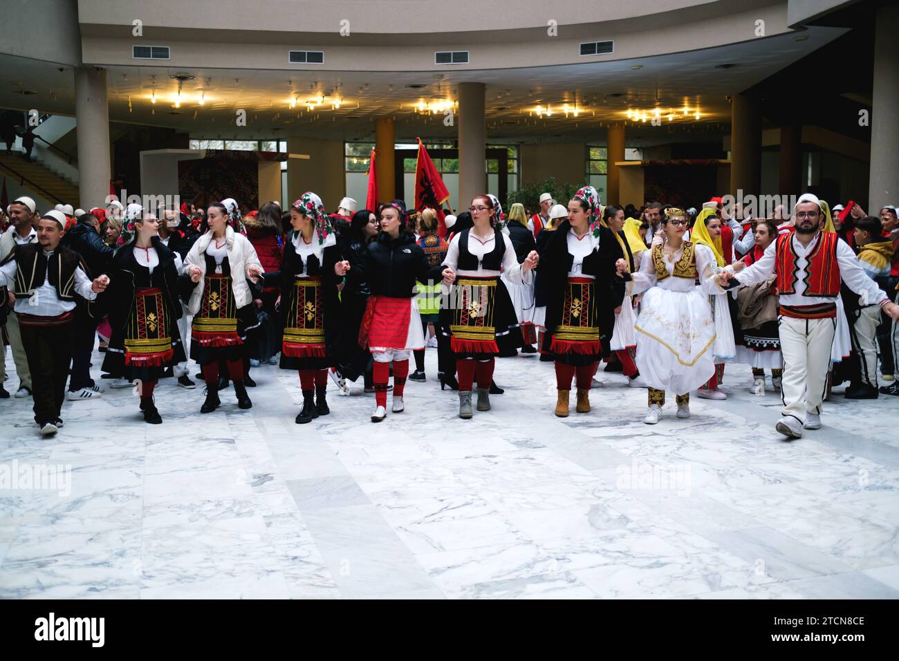 Tirana, Albania - November 28: People in traditional Albanian attire ...