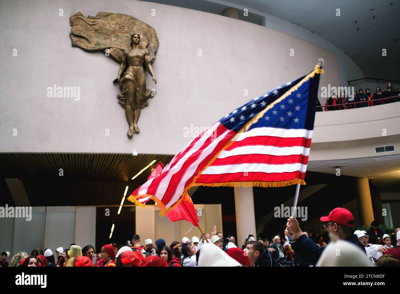 Tirana, Albania - November 28: Traditional Albanian dance with both ...
