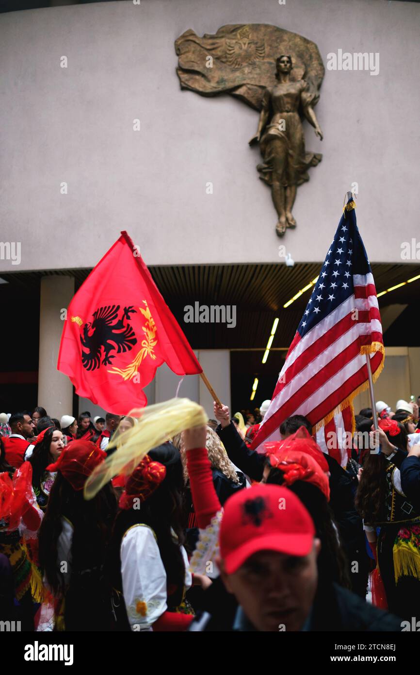 Tirana, Albania - November 28: Traditional Albanian dance with both ...
