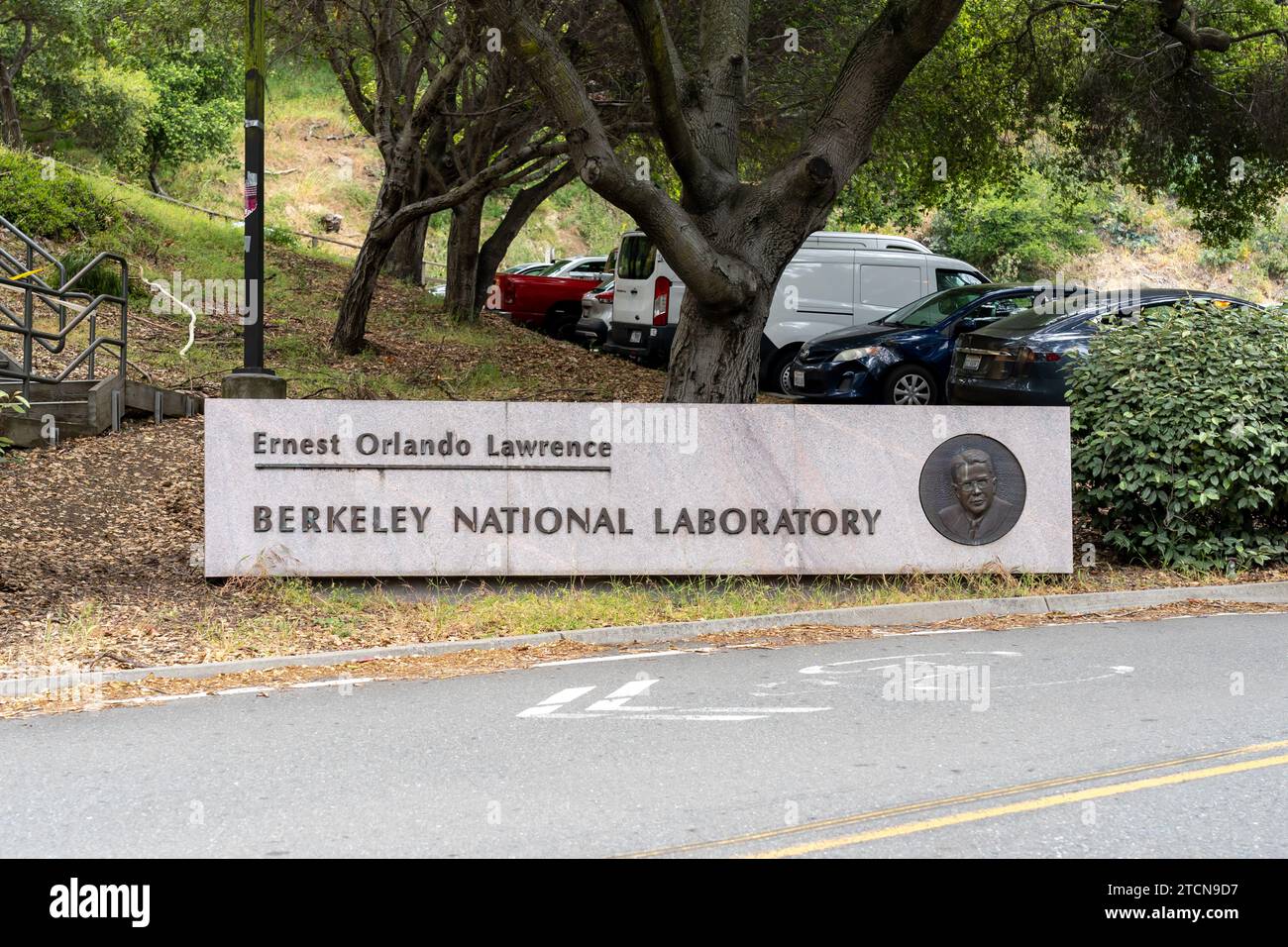 Ground sign outside of the Lawrence Berkeley National Laboratory on the ...