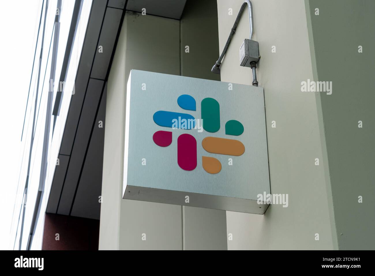 Slack logo on the building in San Francisco, California, USA Stock ...