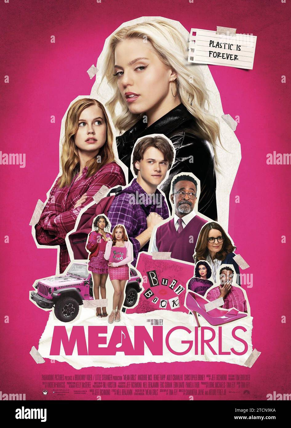 MEAN GIRLS, poster, top: Renee Rapp, middle from left: Angourie Rice, Christopher Briney, Tim ...
