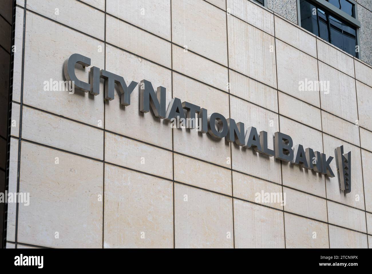 City National Bank logo sign on the office building in San Francisco ...