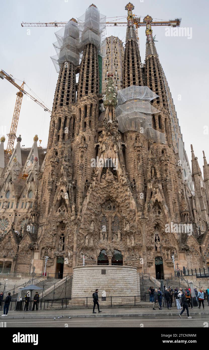 Barcelona, Spain. 11th Dec, 2023. View of the Sagrada Familia, the ...
