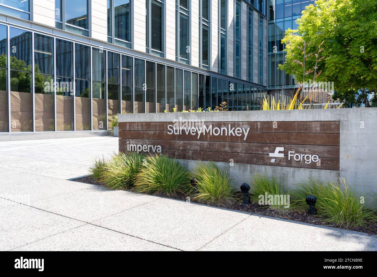 SurveyMonkey ground sign at its headquarters in San Mateo, CA, USA ...