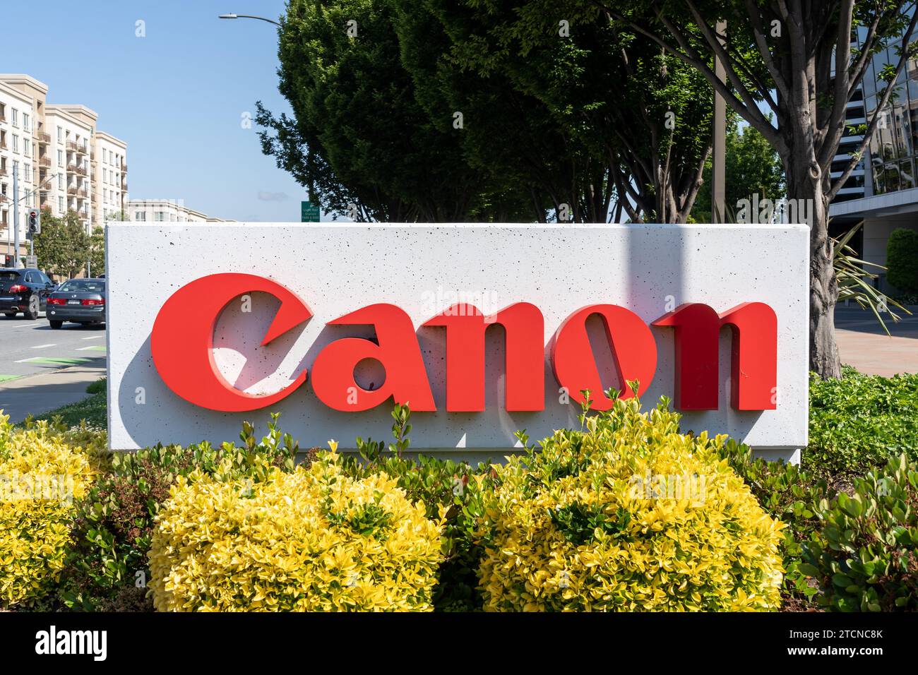 Close up of Canon ground sign at its America headquarters campus in ...