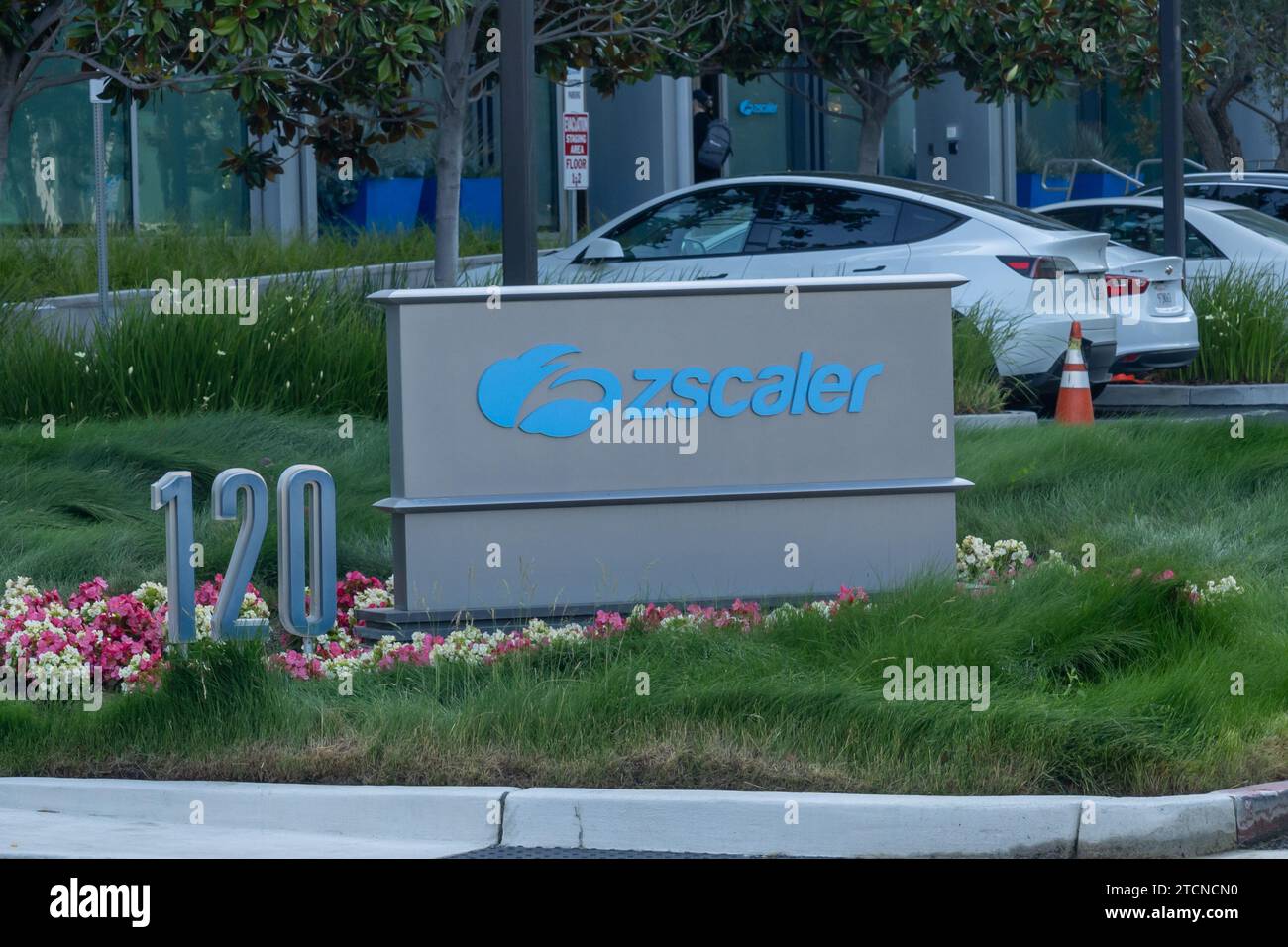 Zscaler sign outside the company's headquarters in Silicon Valley, San ...