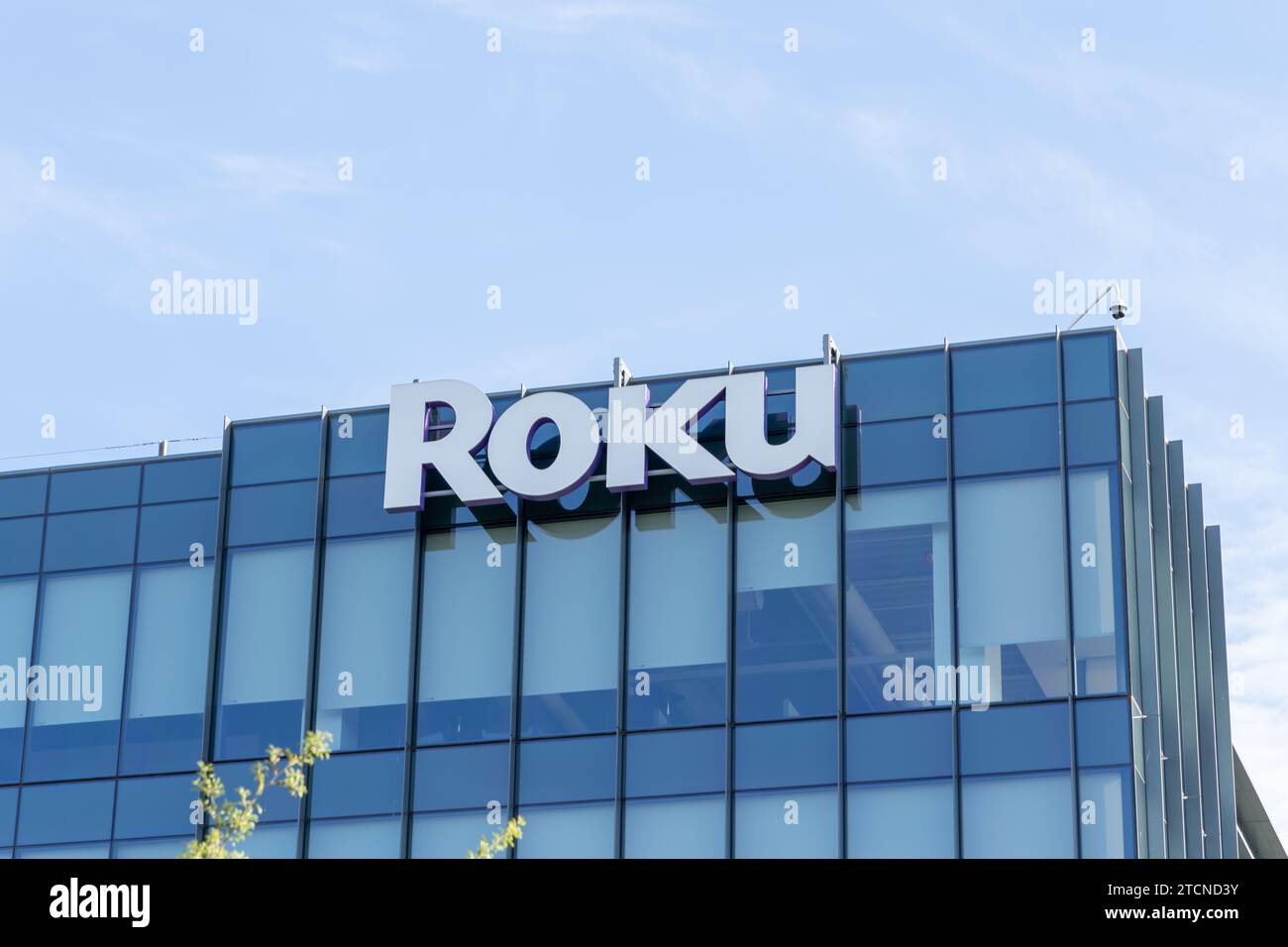 Roku sign on the building at the headquarters in San Jose, California ...