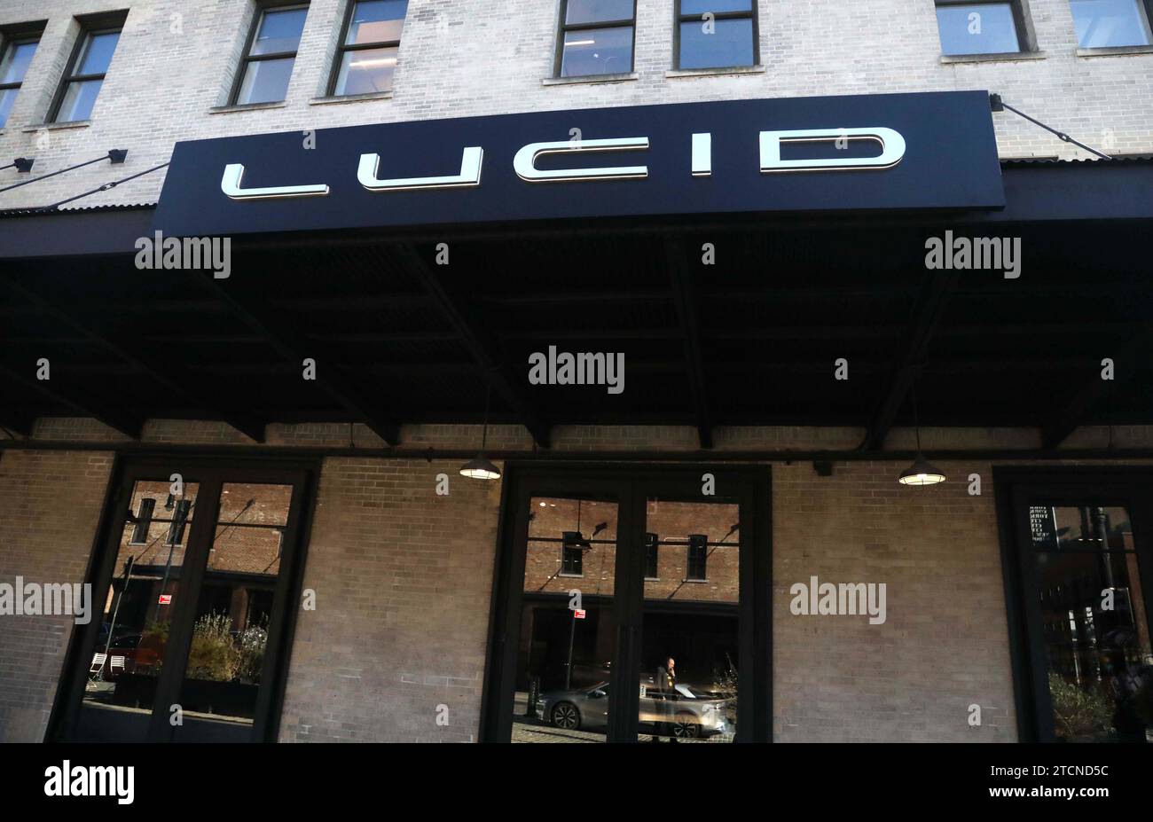 New York, New York, USA. 13th Dec, 2023. A view of the Lucid Motors ...