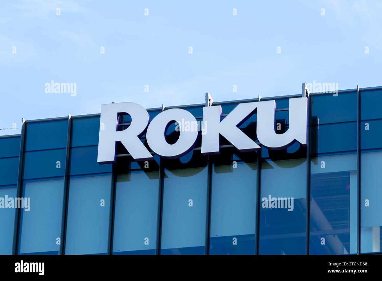Roku sign on the building at the headquarters in San Jose, California ...