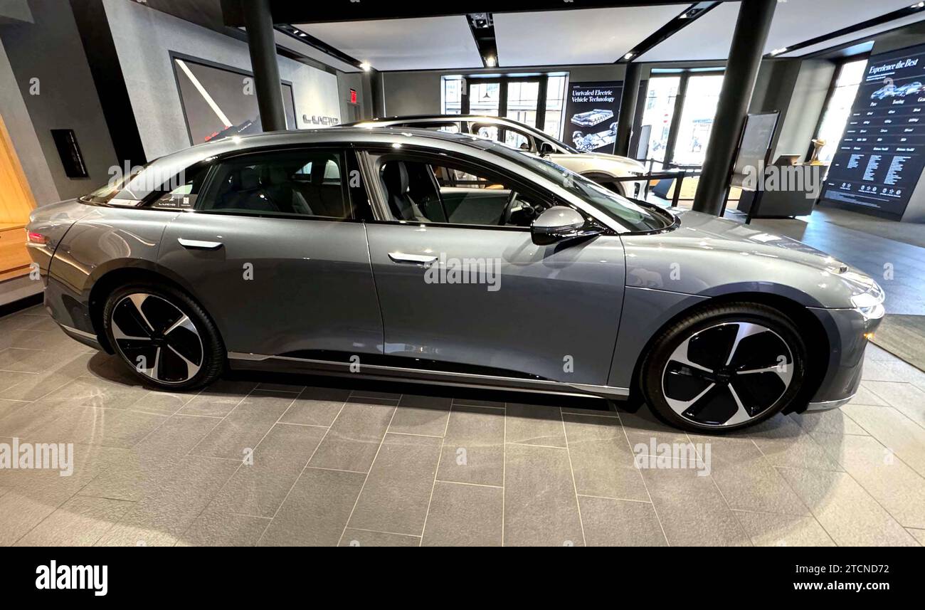 New York, New York, USA. 13th Dec, 2023. A view of the Lucid Motors Air ...