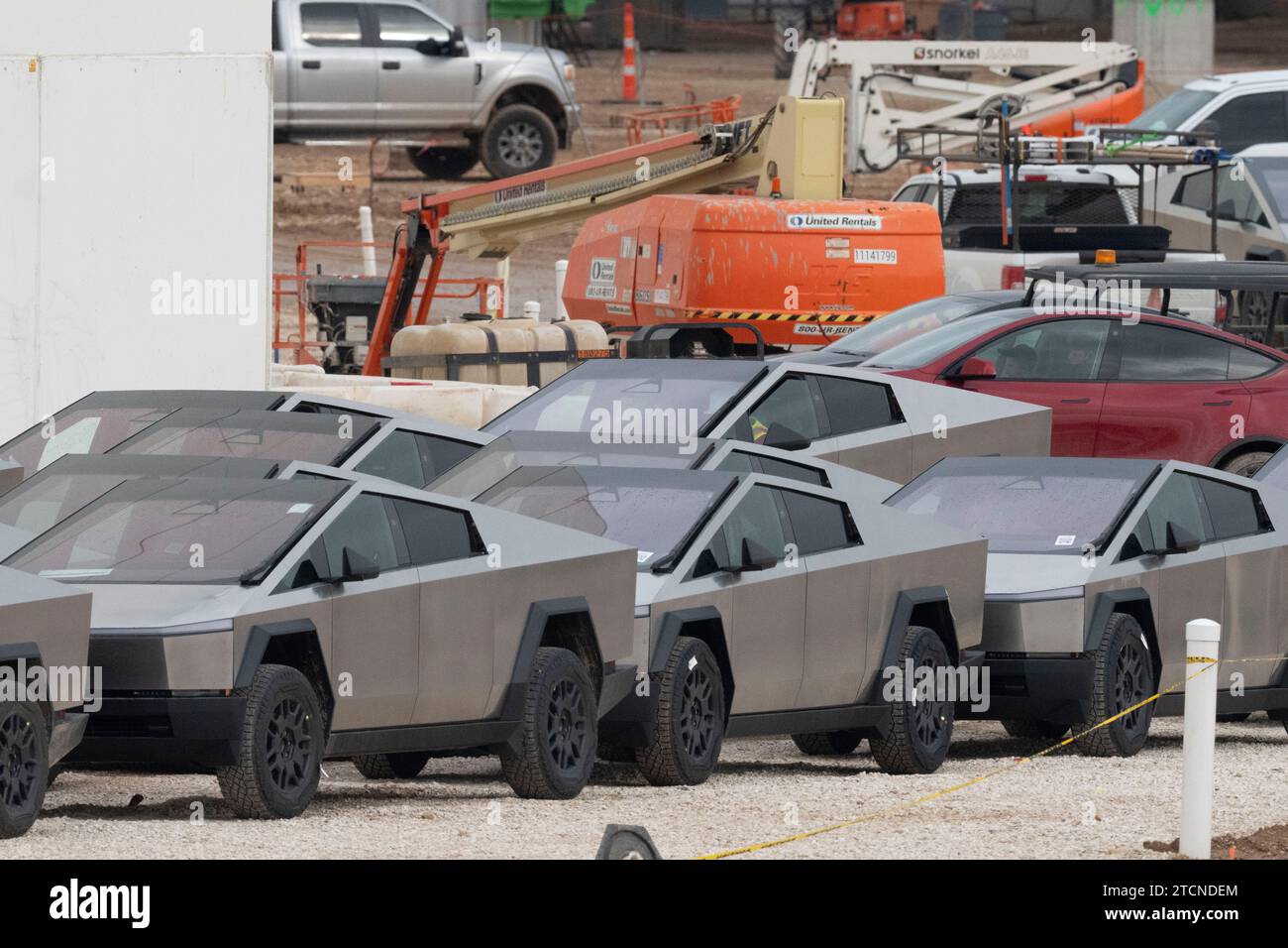Austin, TX, USA. 13th Dec, 2023. New Tesla Cybertrucks are parked ...