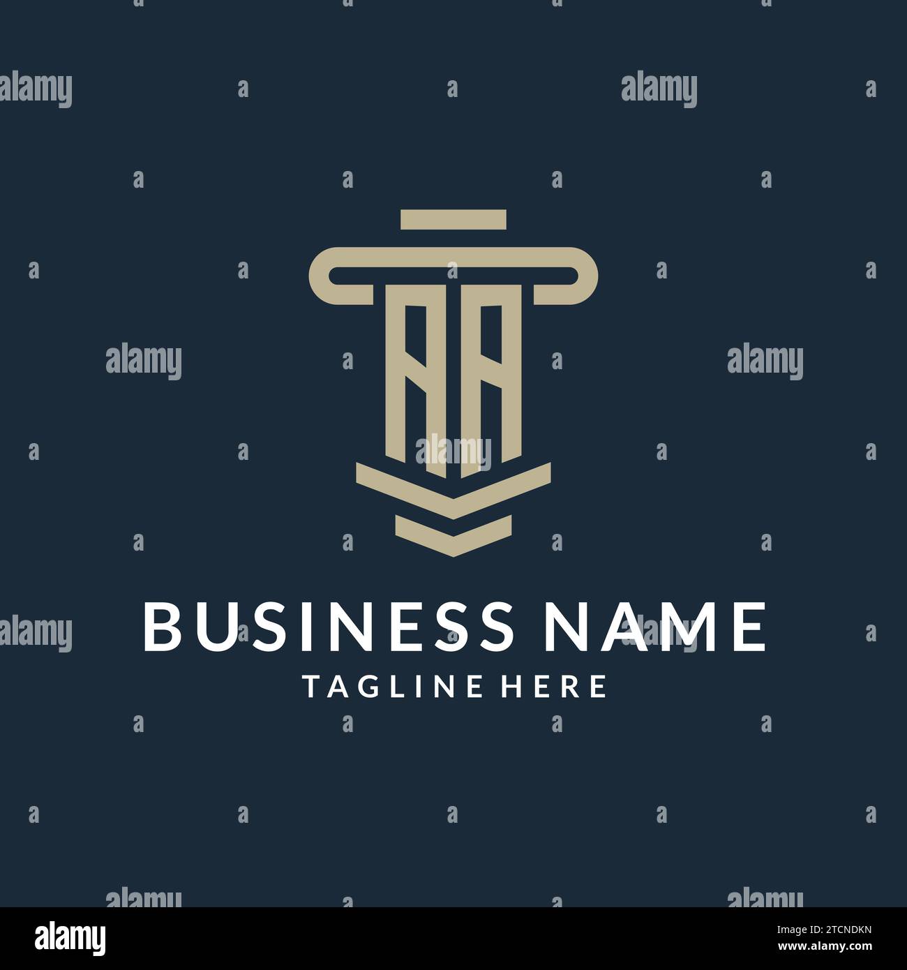 AA initial logo monogram with simple luxury pillar line vector design ...